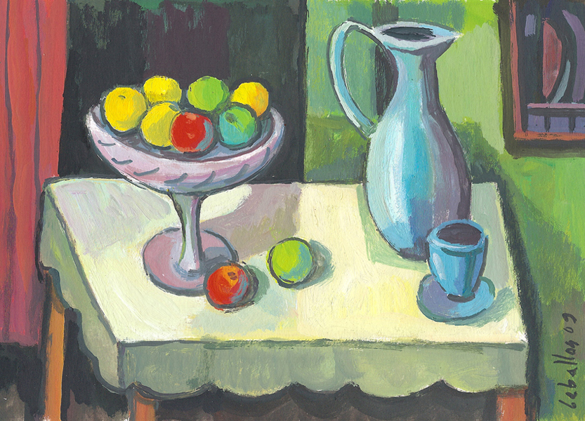 Bodegón con jarra y frutas - Guillermo Martí Ceballos Pintor Fauvista y ...